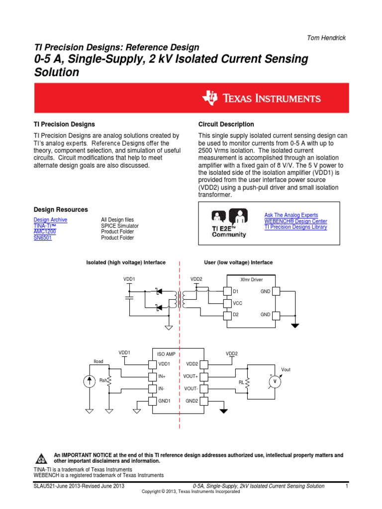 Ti - Isolated Current Sensing | PDF | Rectifier | Resistor