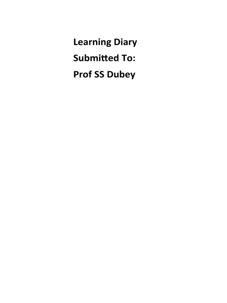 Learning Diary Submitted To: Prof SS Dubey | PDF | Internet Of Things ...