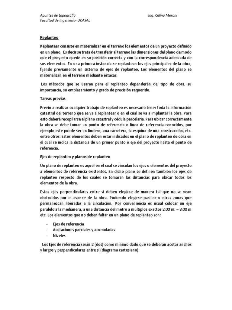 Apunte Replanteo de Edificios | PDF | Topografía | Geodesia