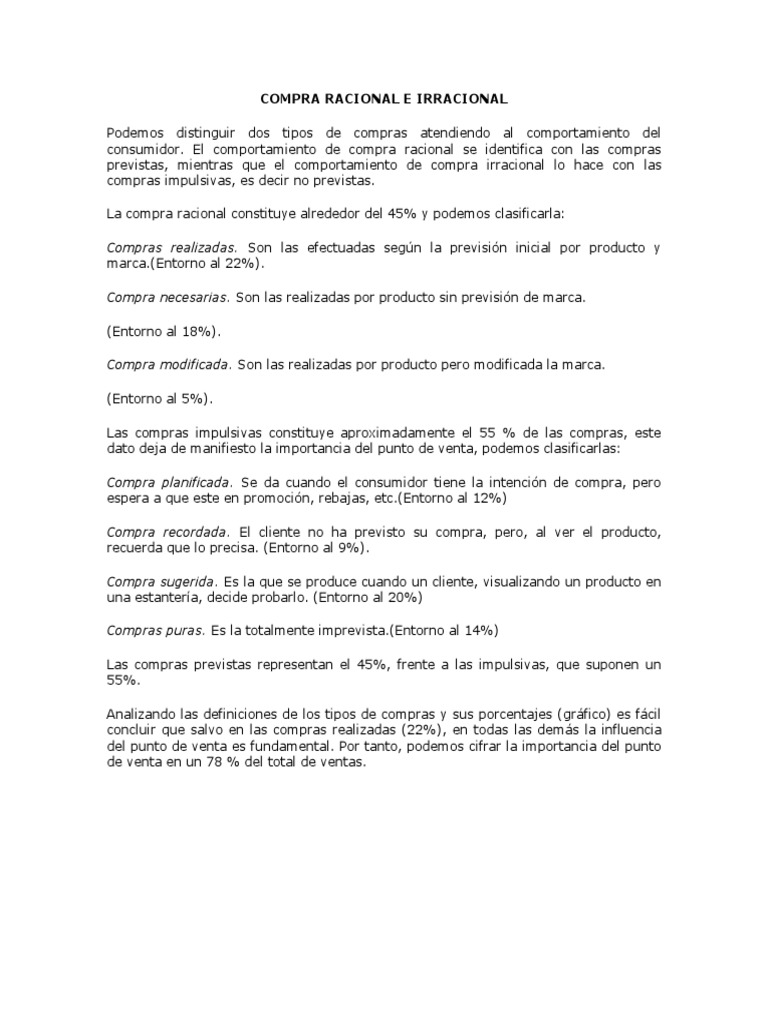 Compra Racional e Irracional | PDF | Razón | Cliente