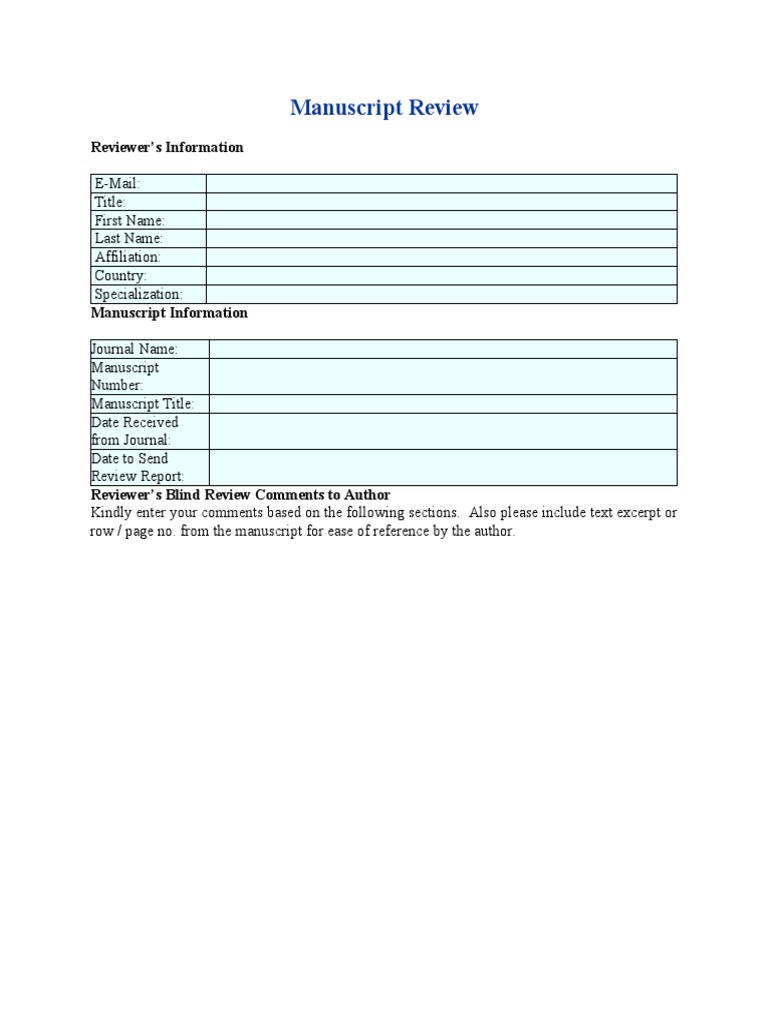 Manuscript Review: Reviewer's Information | PDF | Publishing | Academia