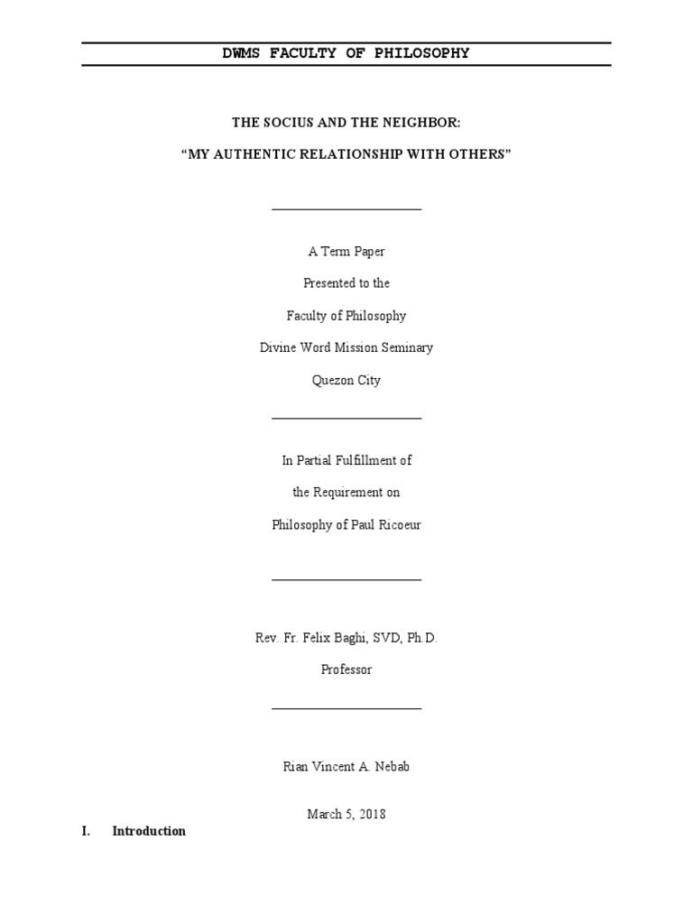 Neighborhood Relationship in The Mind of Paul Ricoeur | PDF | Dignity ...
