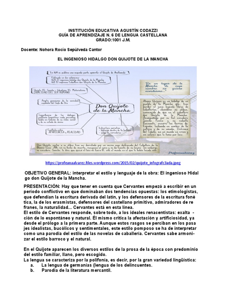 Guia 6. Lenguaje Del Quijote (Autoguardado) | PDF | Don Quijote ...