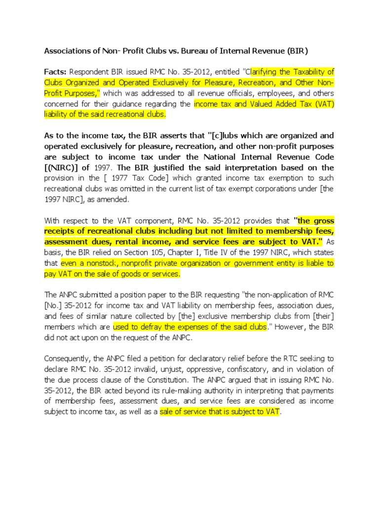 ANPC vs. BIR | PDF | Value Added Tax | Revenue