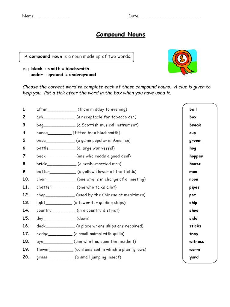 Compound Nouns Exercise Worksheet | PDF | Foreign Language Studies ...