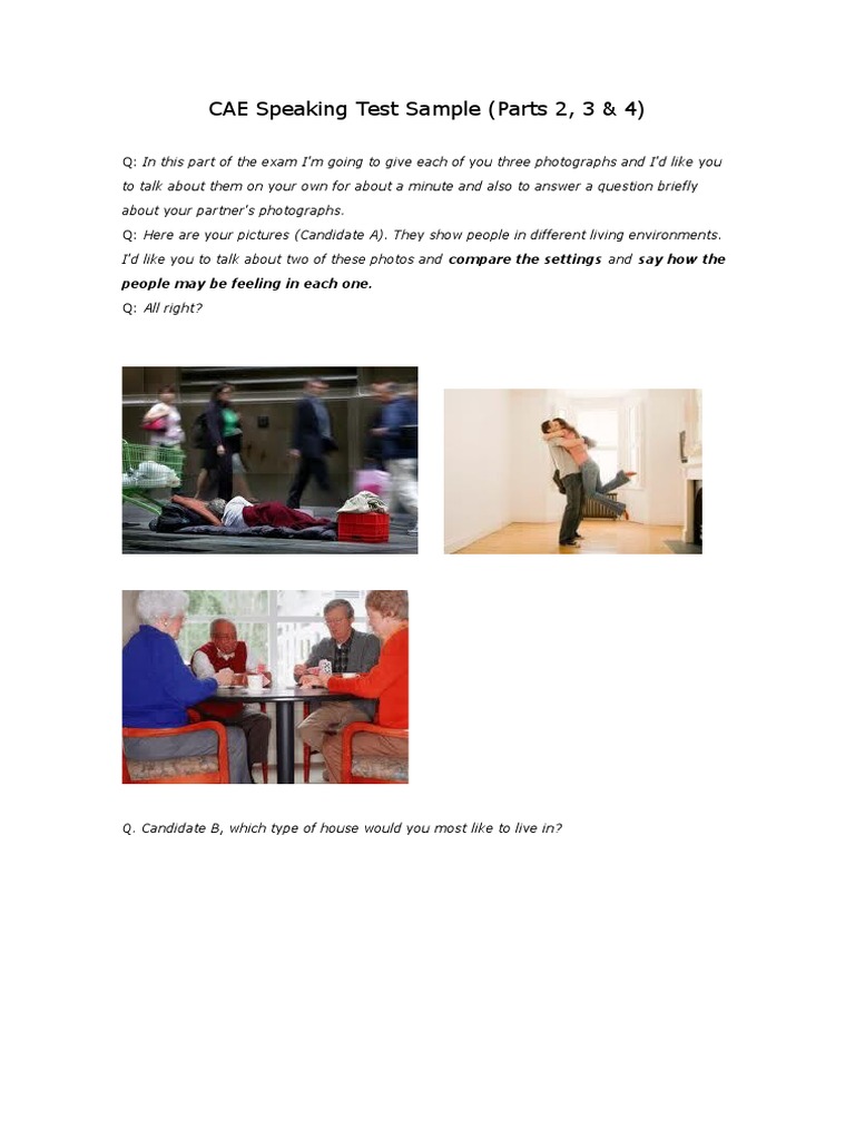 CAE Speaking Test Sample (Parts 2, 3 & 4) | PDF