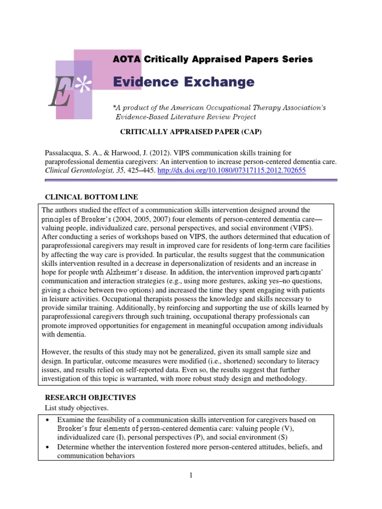 Passalacqua Dementia VIPS Person-2centered Care | PDF | Caregiver ...