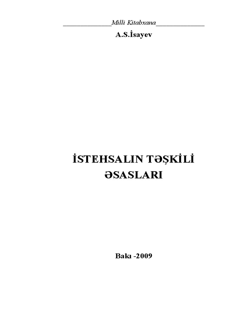 İstehsalın Təşkili Əsasları (A. S. İsayev) PDF | PDF