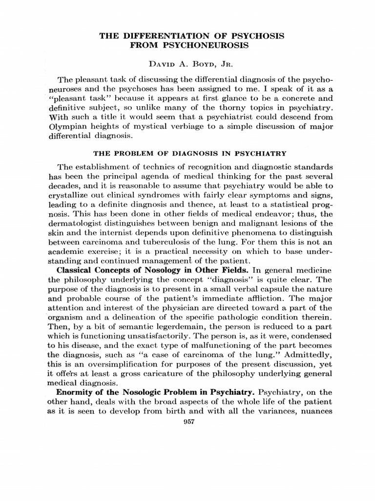 Differentiating Psychosis vs. Psychoneurosis | PDF | Neurosis | Psychosis