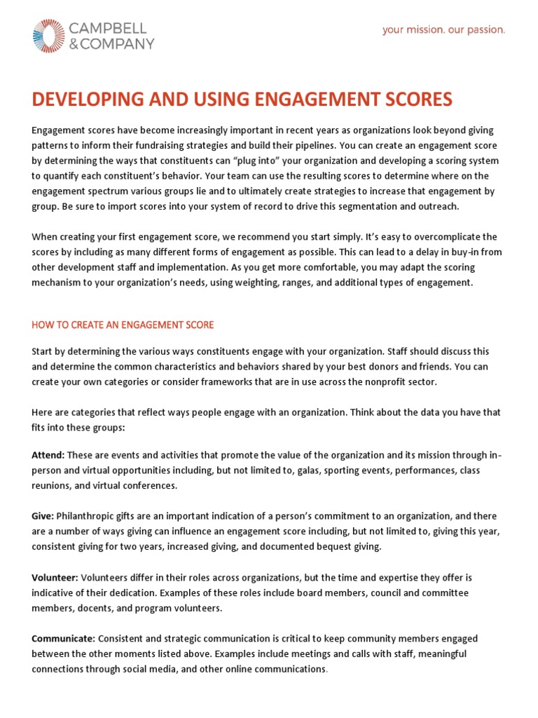 Creating Effective Engagement Scores | PDF | Volunteering | Fundraising