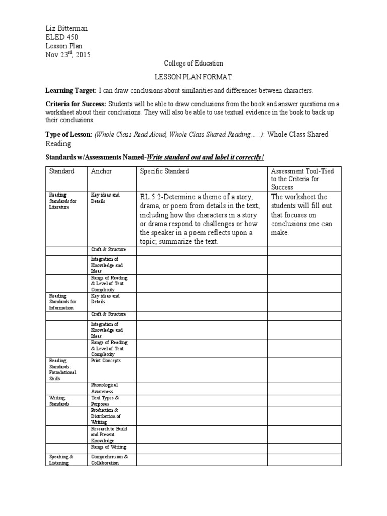 Read Aloud Lesson Plan | PDF | Lesson Plan | Reading Comprehension