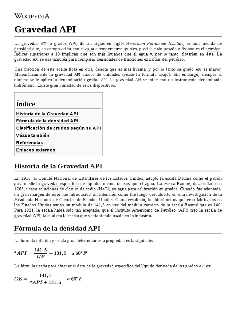 Gravedad API | PDF | Combustibles fósiles | Masa