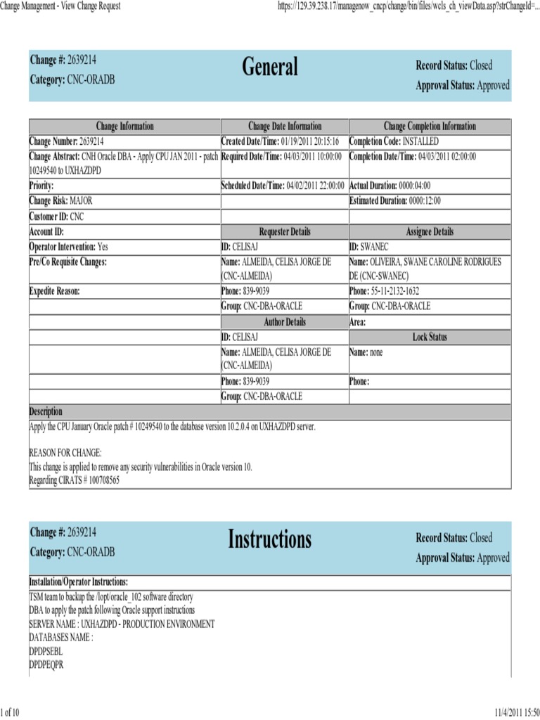 Change Management - View Change Request | PDF | Application Software | Databases