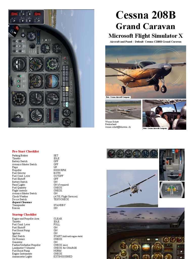 FSX-Cessna Caravan Checklist Speeds Altitudes 208B | PDF | Takeoff ...