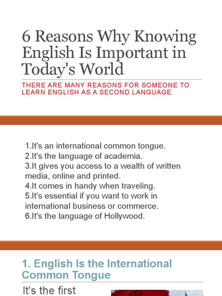 6 Reasons Why Knowing English Is Important in | PDF | English Language ...