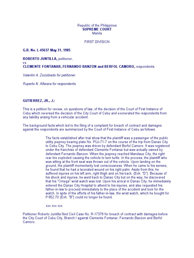 ObliCon Cases Fortuitous Event | PDF | Negligence | Damages