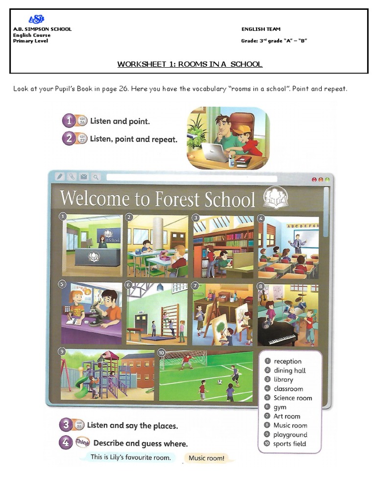 School Rooms Vocabulary Worksheets | PDF