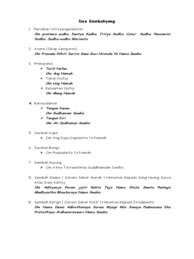 Doa Sembahyang: Panduan Lengkap Ritual | PDF