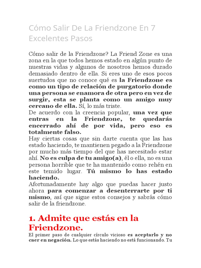 Cómo Salir de La Friendzone en 7 Excelentes Pasos | PDF | Amor