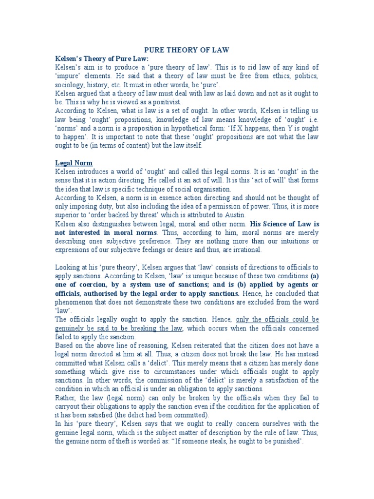 Legal Positivism The Pure Theory of Law | PDF | Jurisprudence | Government