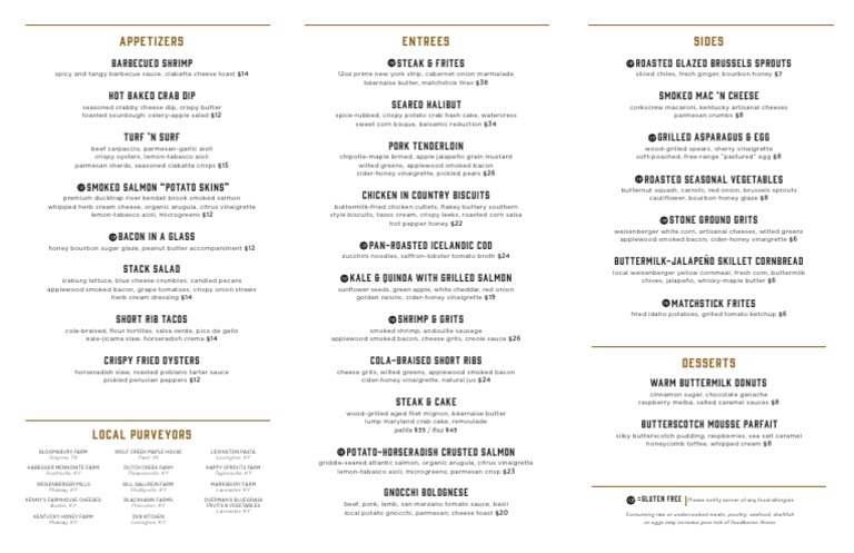 OBC Dinner Menu 02-24-2020 Web | PDF | Bacon | Vinaigrette