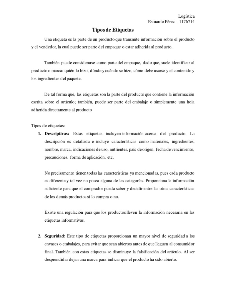 Tipos de Etiquetas | PDF | Información | Logística