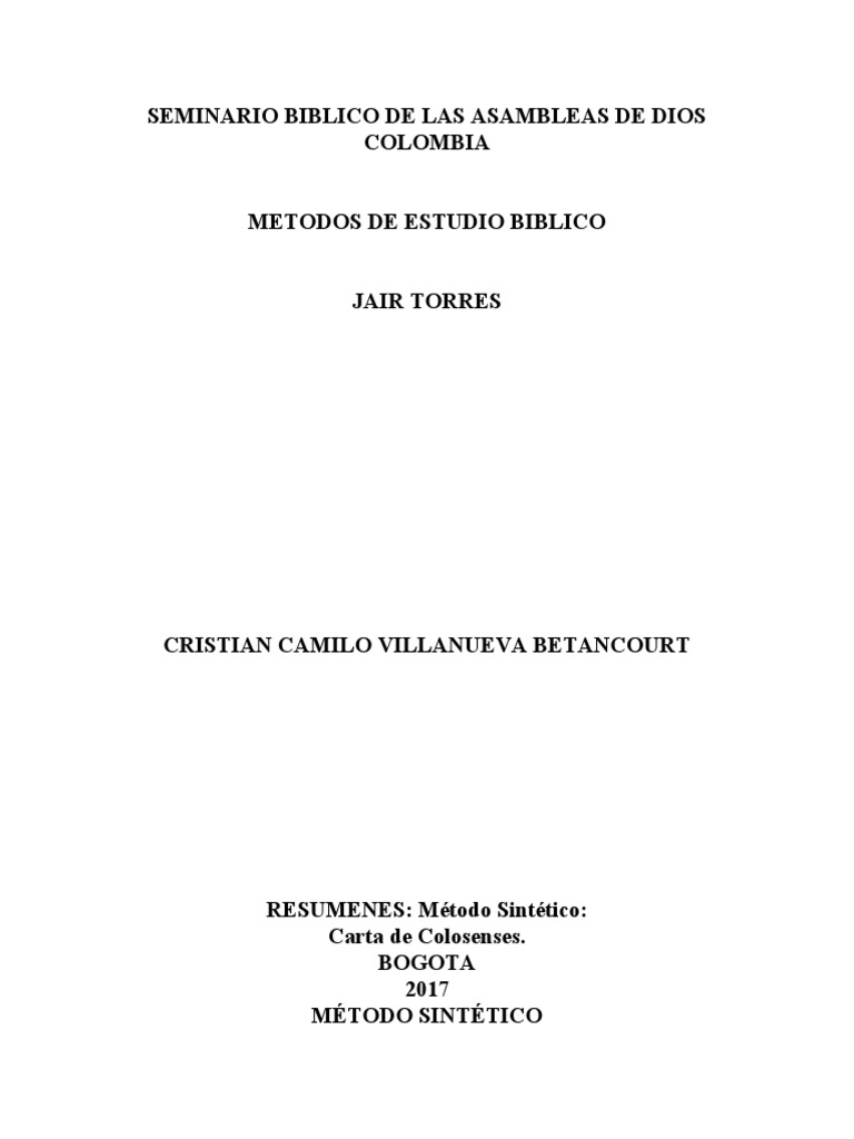 Método Sintético | PDF | Epístola a los colosenses | Cristo (título)