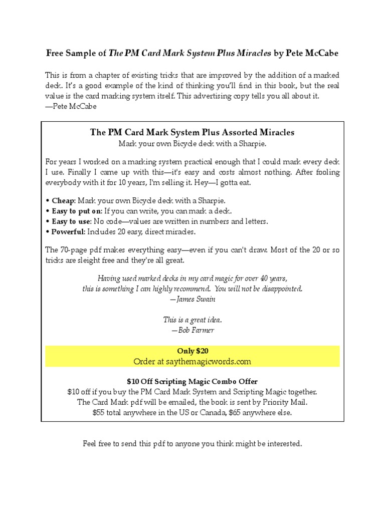 PM Card Mark Free Sample PDF | PDF | Playing Cards | Leisure