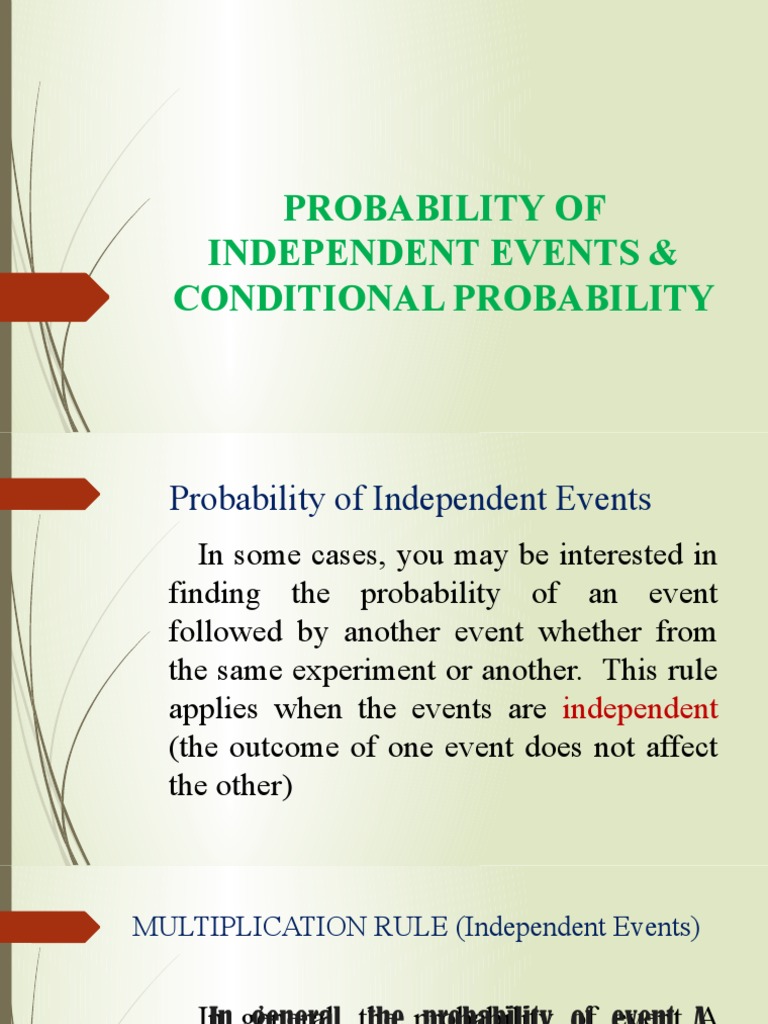LESSON 1 Probability of Independent Events | PDF | Randomness | Probability