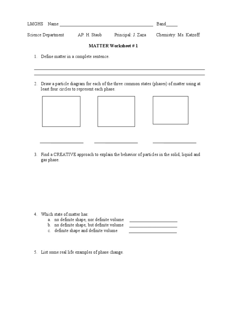 MatterWS - 1 | PDF | Teaching Methods & Materials | Science & Mathematics