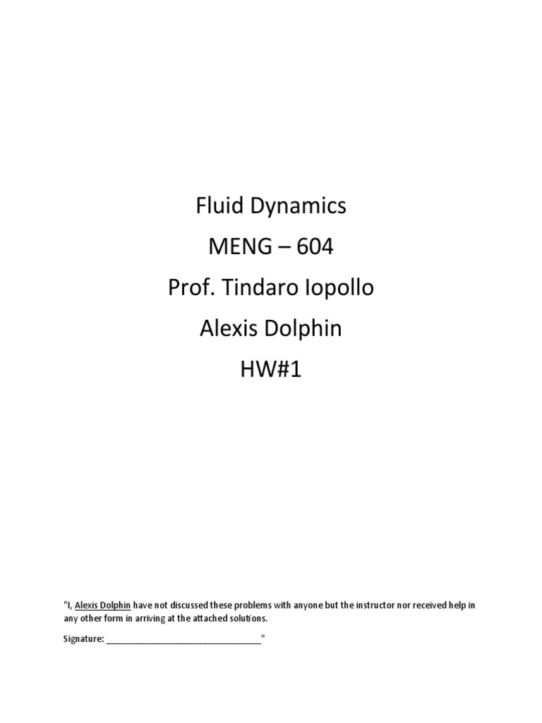 Fluid Dynamics Hw 1 Download Free Pdf Fluid Dynamics Soft Matter