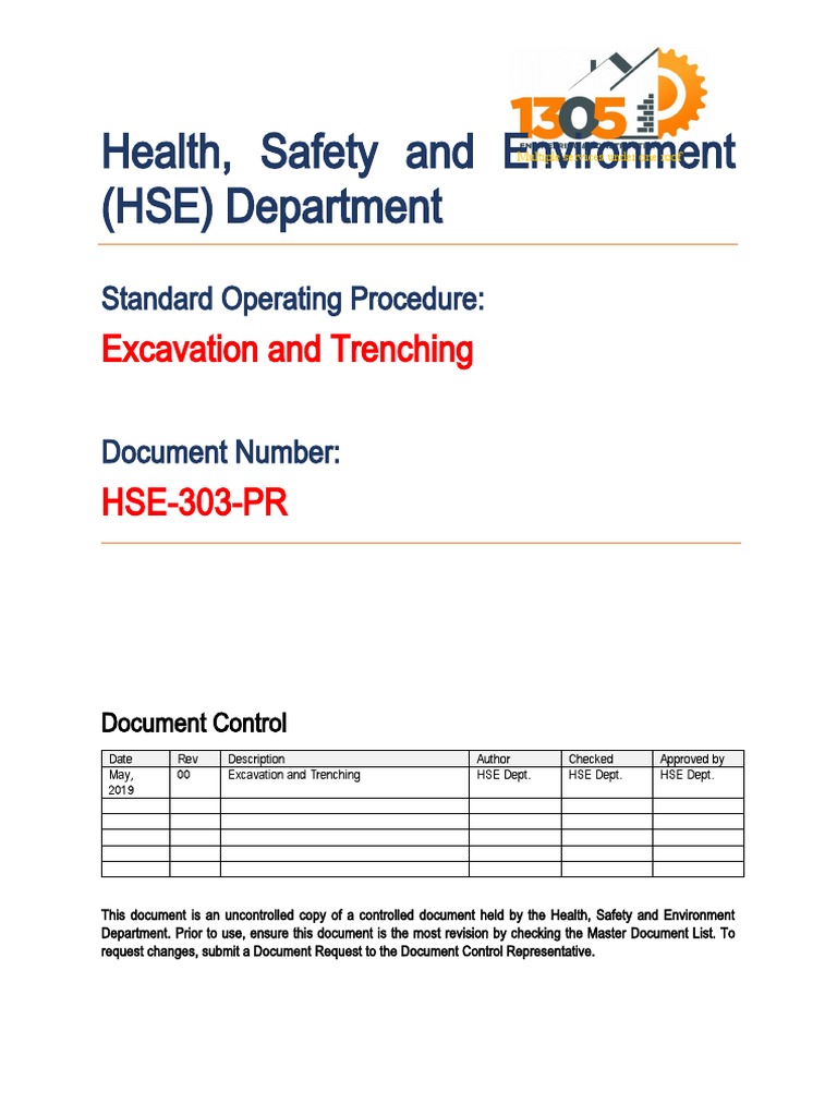 HSE-303-PR Excavation and Trenching | PDF | Safety | Nature