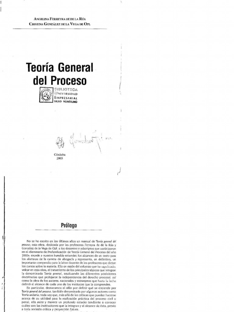 Teoria General Del Proceso Tomo I Angelina Ferreyra de de La Rua 1 | PDF | Ley procesal ...