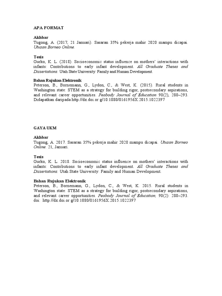 APA FORMAT Dan GAYA UKM | PDF