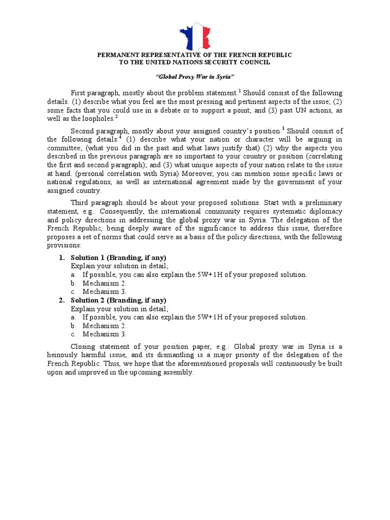 (Template) Position Paper | Download Free PDF | United Nations Security ...