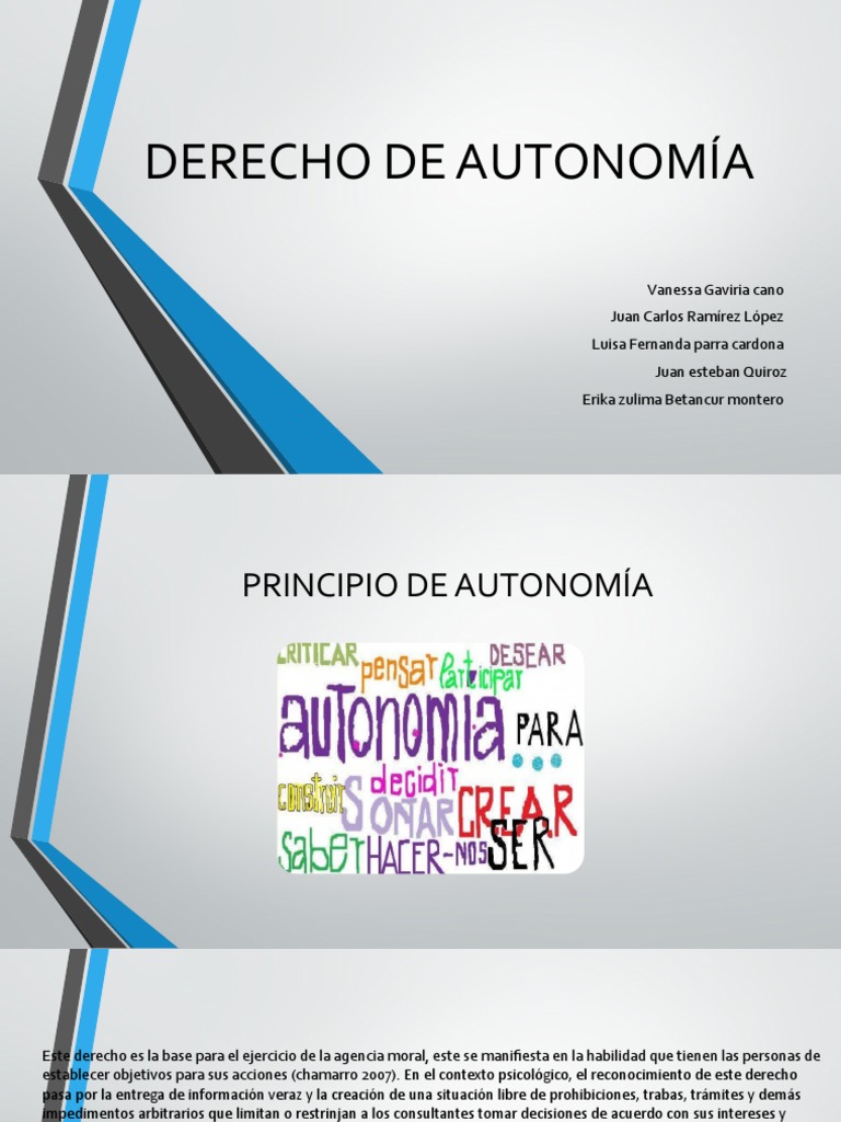 Derecho de Autonomía | PDF | Autodeterminación | Consentimiento informado