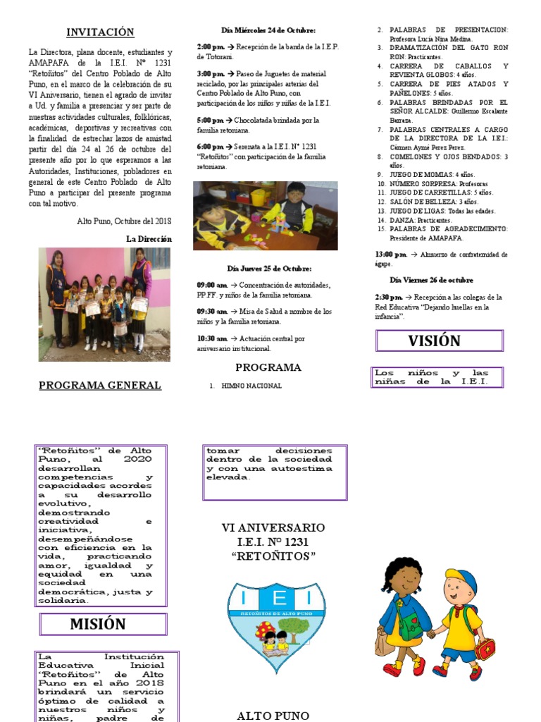 Tríptico Programa General ANIVERSARIO | PDF