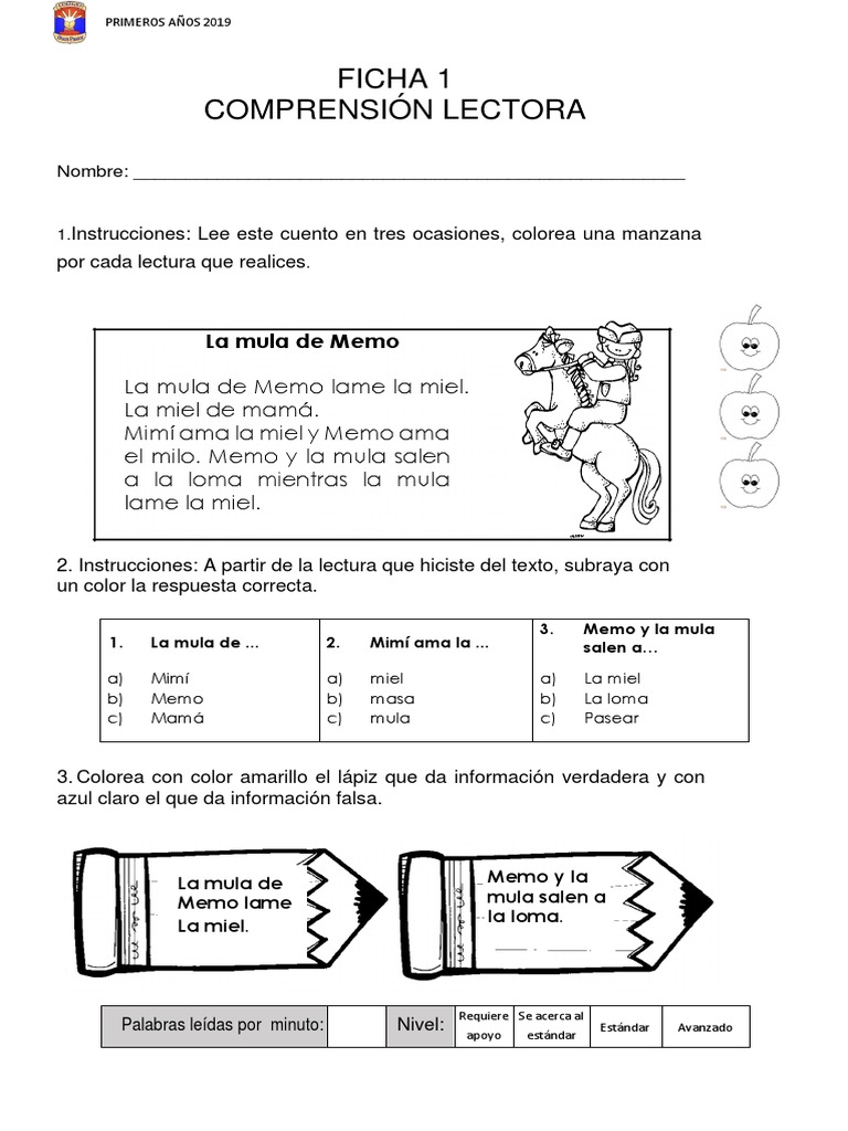 28 y 29 de Oct Lecturas Nivel 1 | PDF | Comprensión lectora