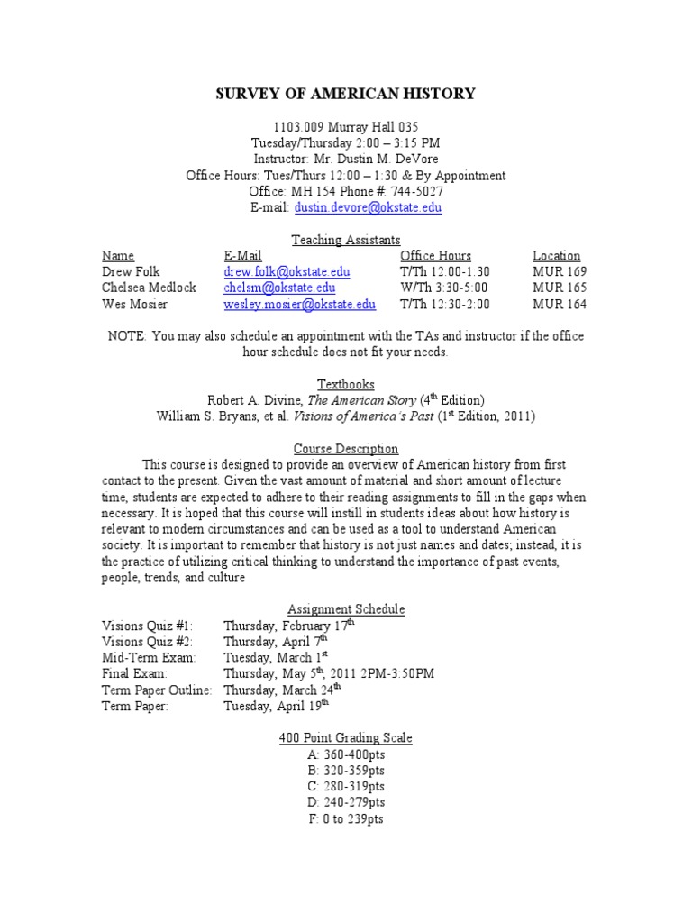 Survey of American History: Dustin - Devore@okstate - Edu | PDF | Test ...