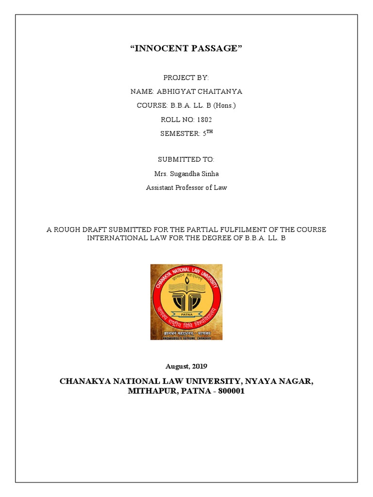 "Innocent Passage": Chanakya National Law University, Nyaya Nagar ...