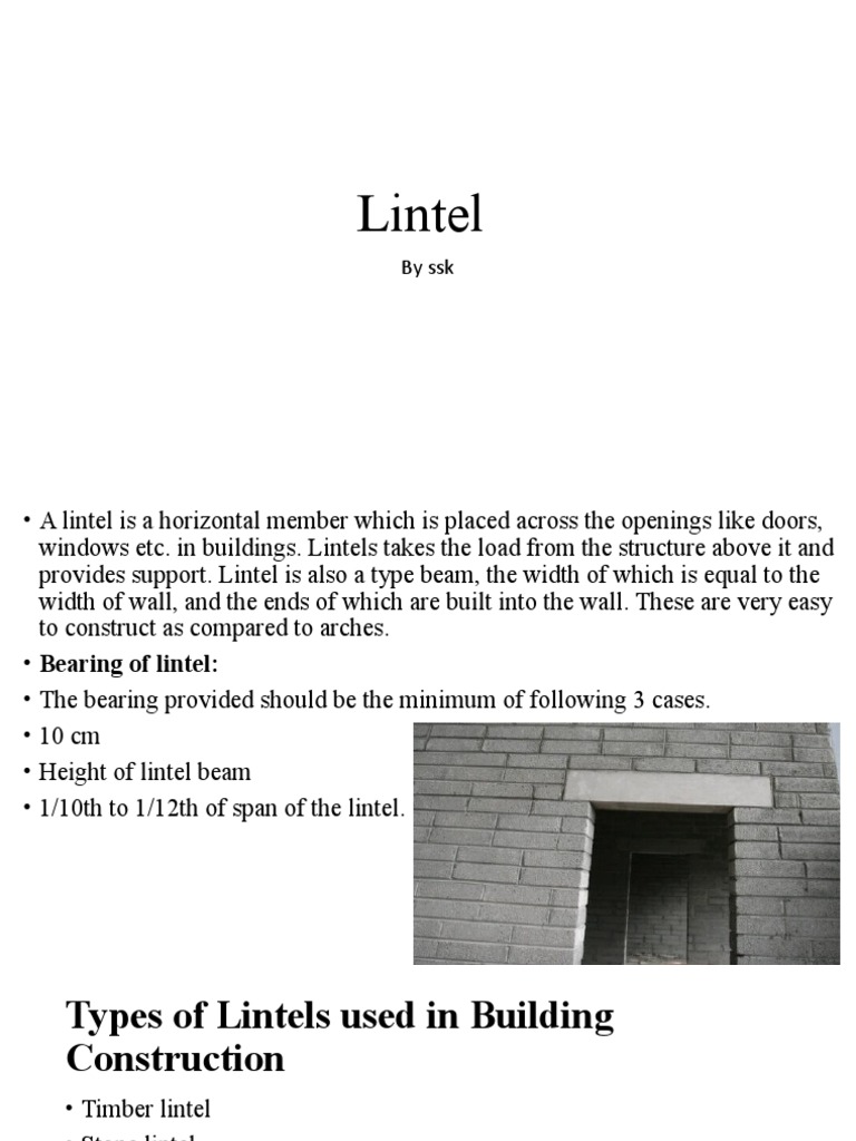 Lintel: by SSK | PDF | Beam (Structure) | Architectural Design