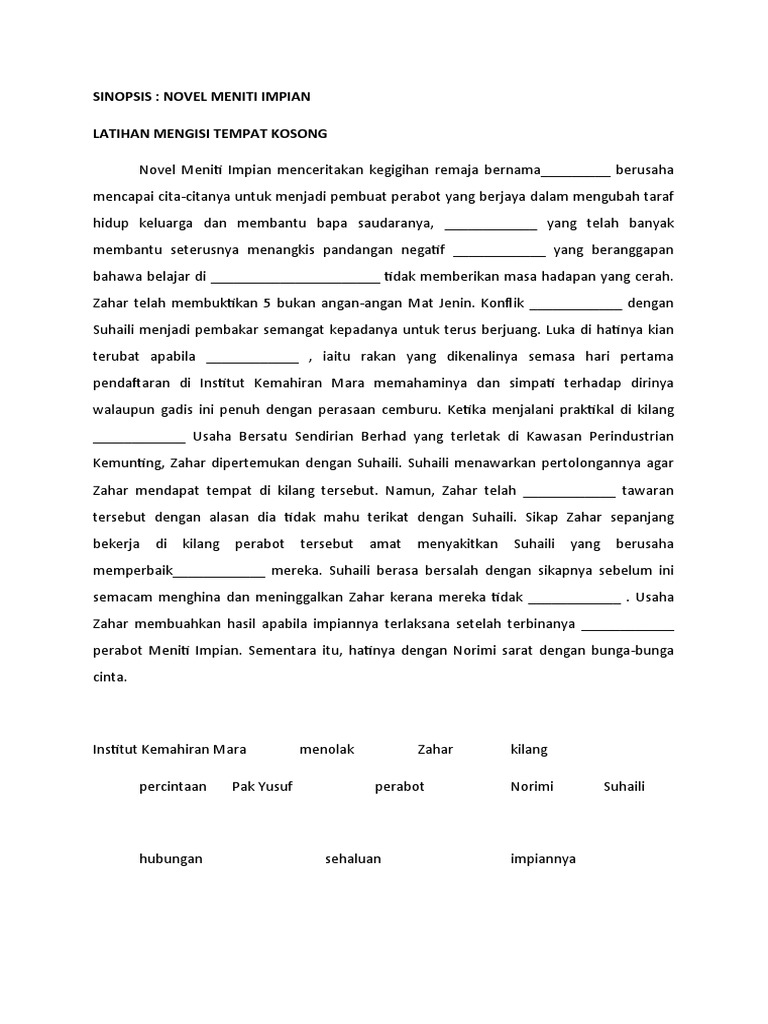 Sinopsis Novel Meniti Impian | PDF