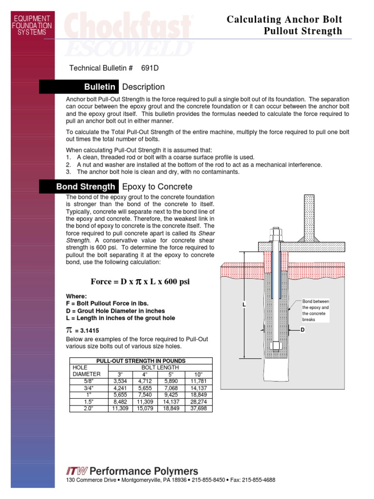 Anchor Bolt Pull-Out Strength Calculations | PDF | Screw | Mediation