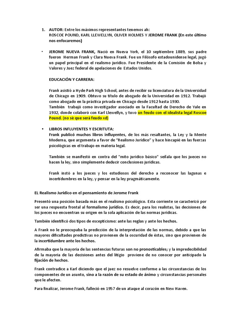 Autor Jerome Frank | PDF | Realismo filosófico | Juez