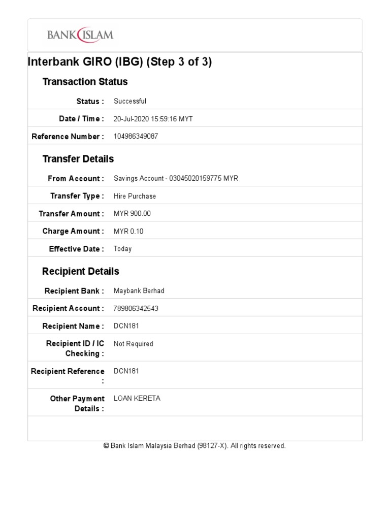 Interbank GIRO (IBG) (Step 3 of 3) : Transaction Status | PDF | Finance ...