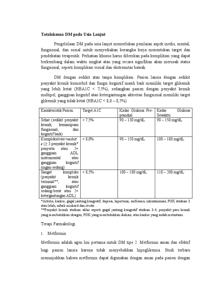 Tatalaksana DM Pada Usia Lanjut | PDF