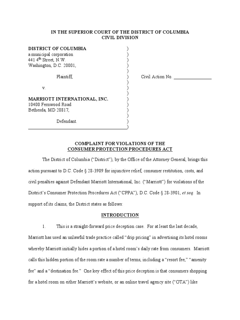 Marriott Complaint | PDF | Marriott International | Federal Trade ...