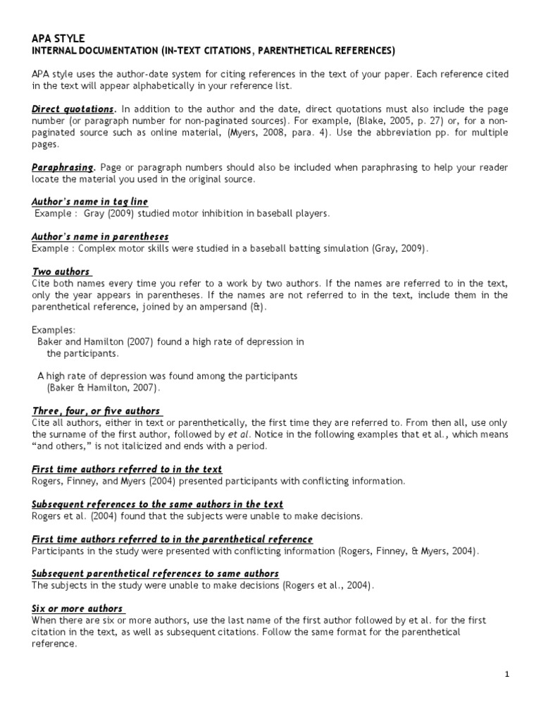 Apa Format Internal Documentation | PDF | Sic | Apa Style