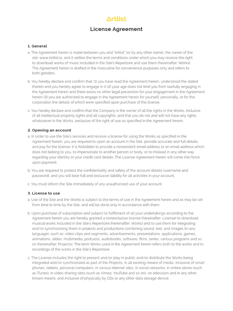 License Agreement: 1. General | PDF | License | Intellectual Property