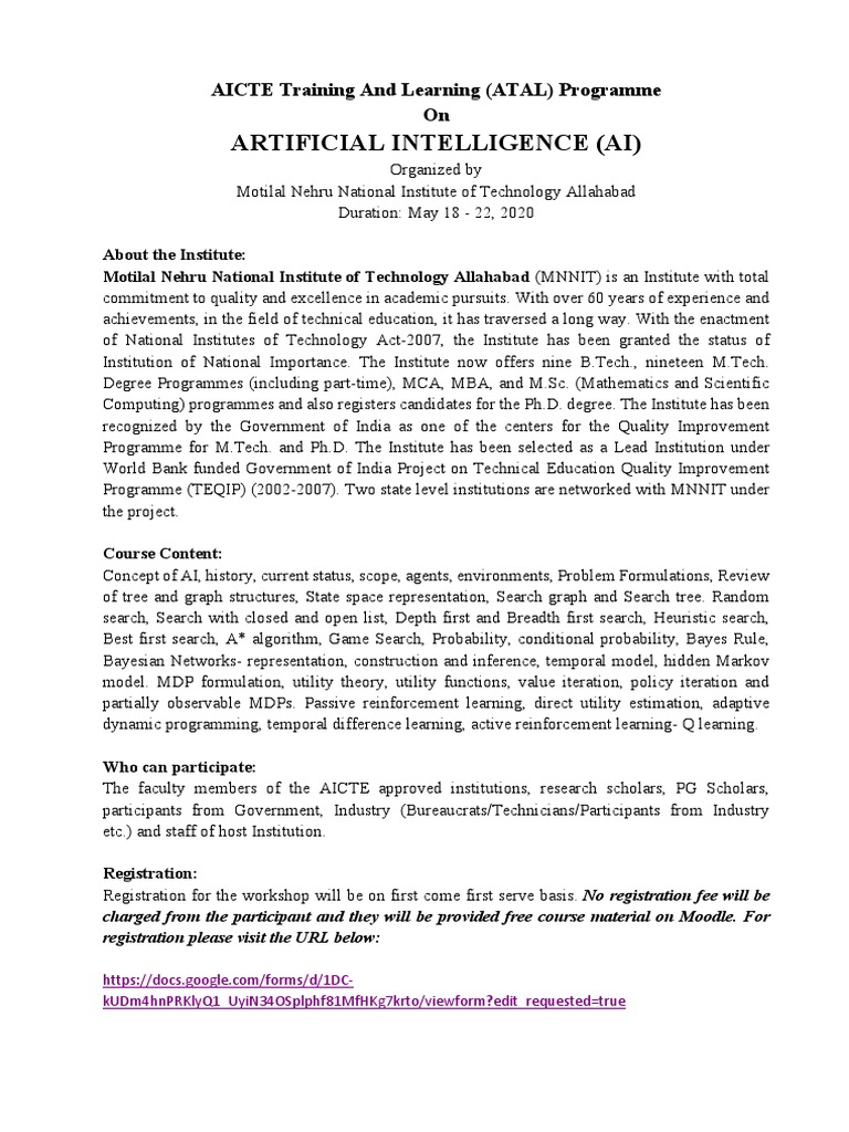 Artificial Intelligence (Ai) : AICTE Training and Learning (ATAL ...